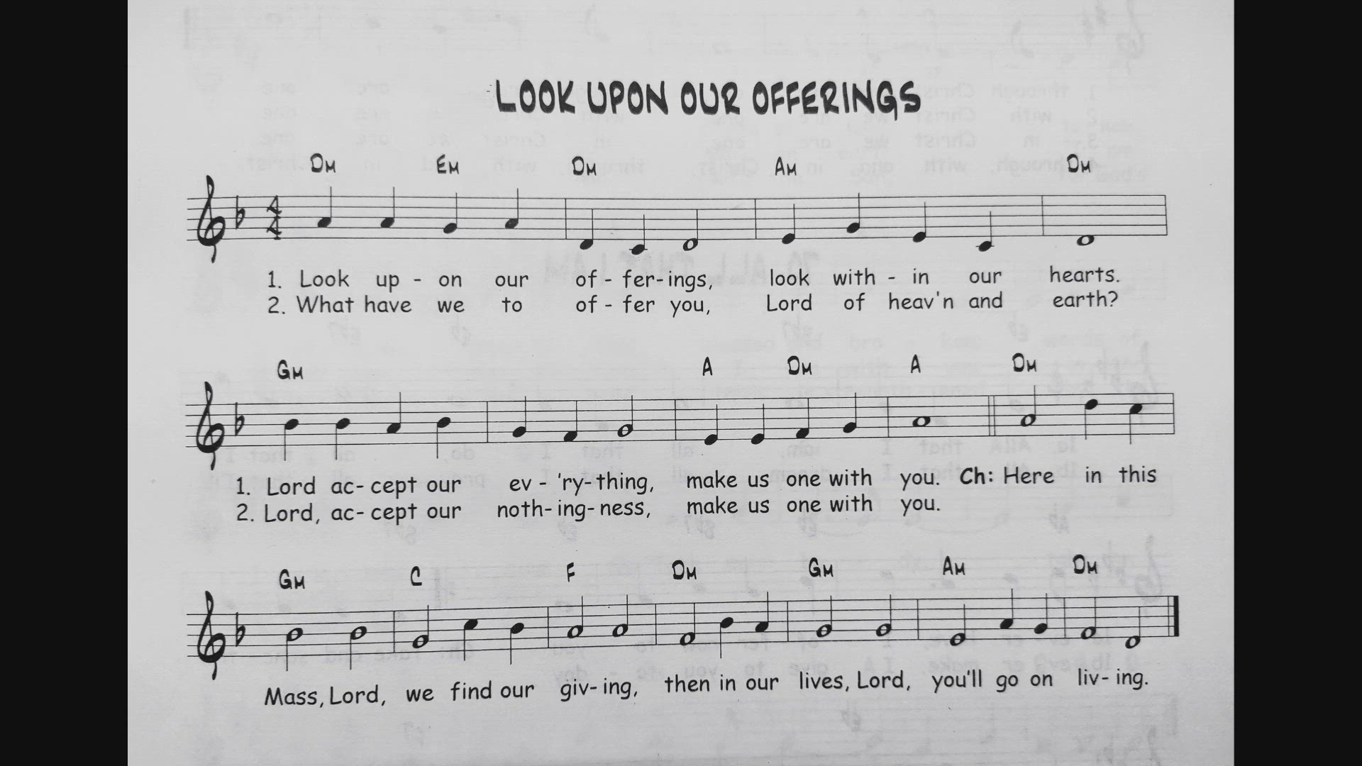 Look Upon Our Offerings - Catholic Mass Song Sheet Music