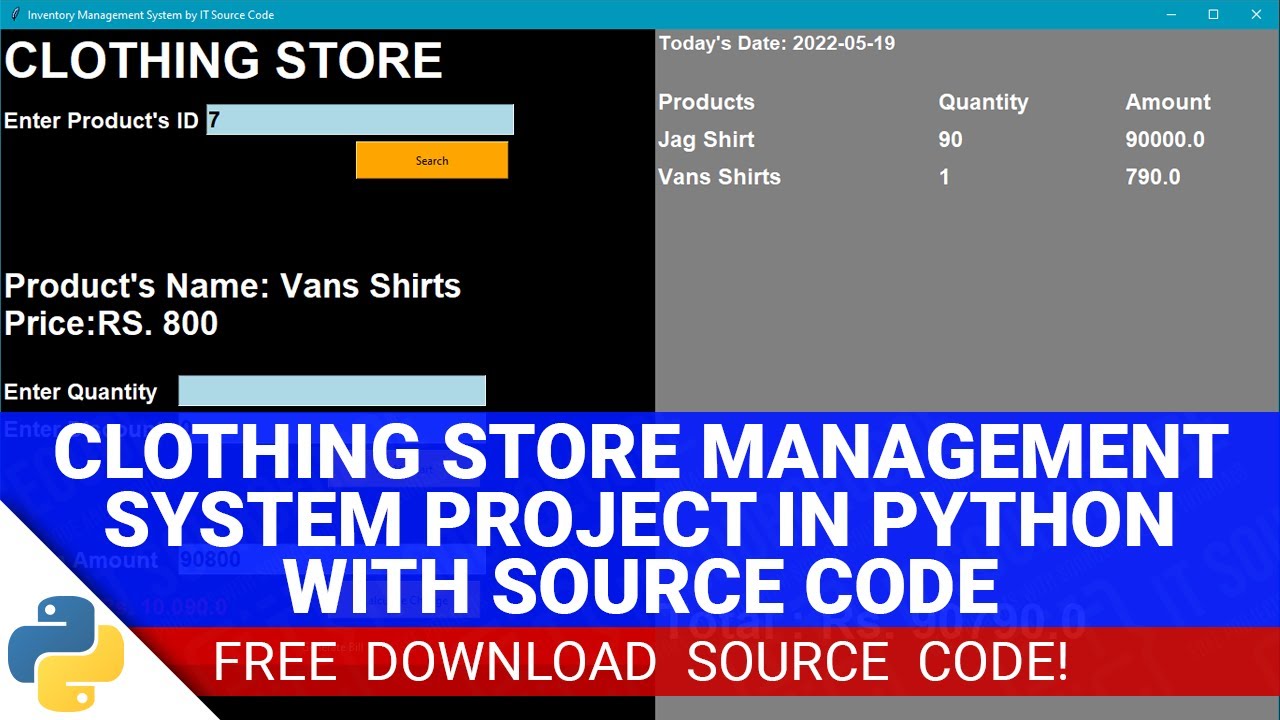 Cloth Store Management System Project in Python with Sour...
