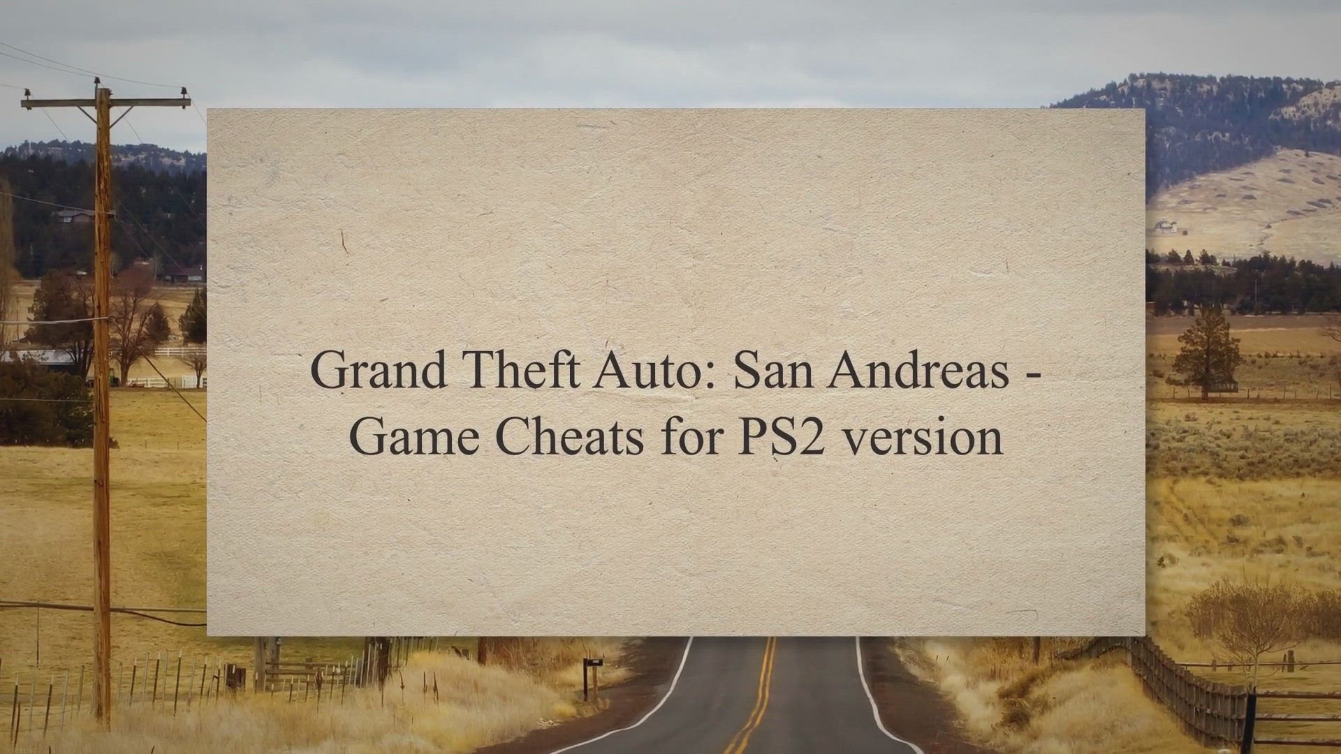 Grand Theft Auto San Andreas Cheats For Ps2